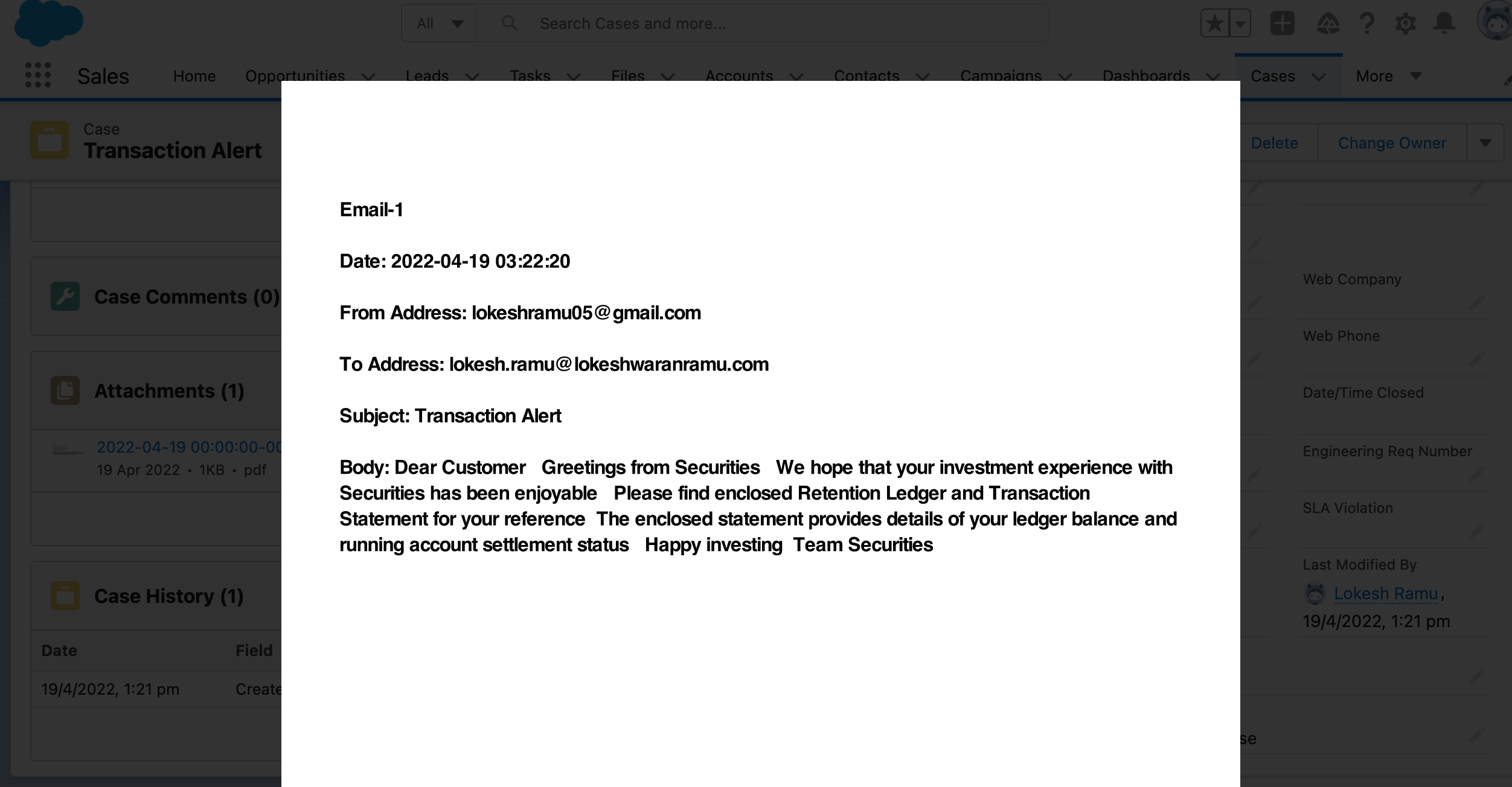 Convert Case Emails To PDF